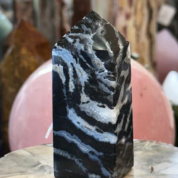 Accents | Sale Black Agate 4 Sided Crystal Point | Poshmark
